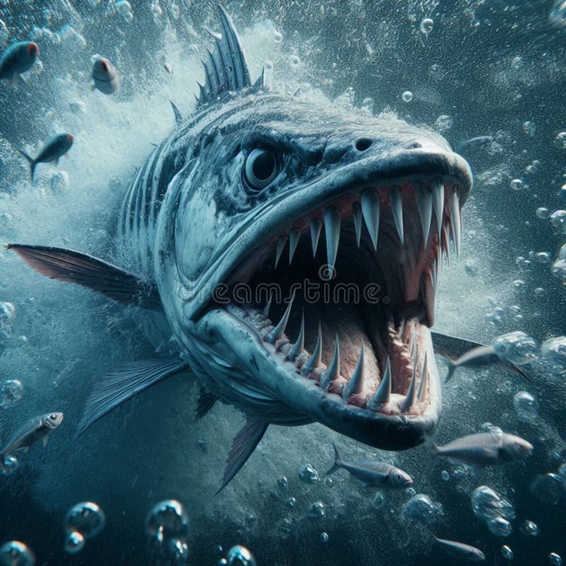 The Barracuda Fish is Chasing Its Prey Very Furiously Stock ...