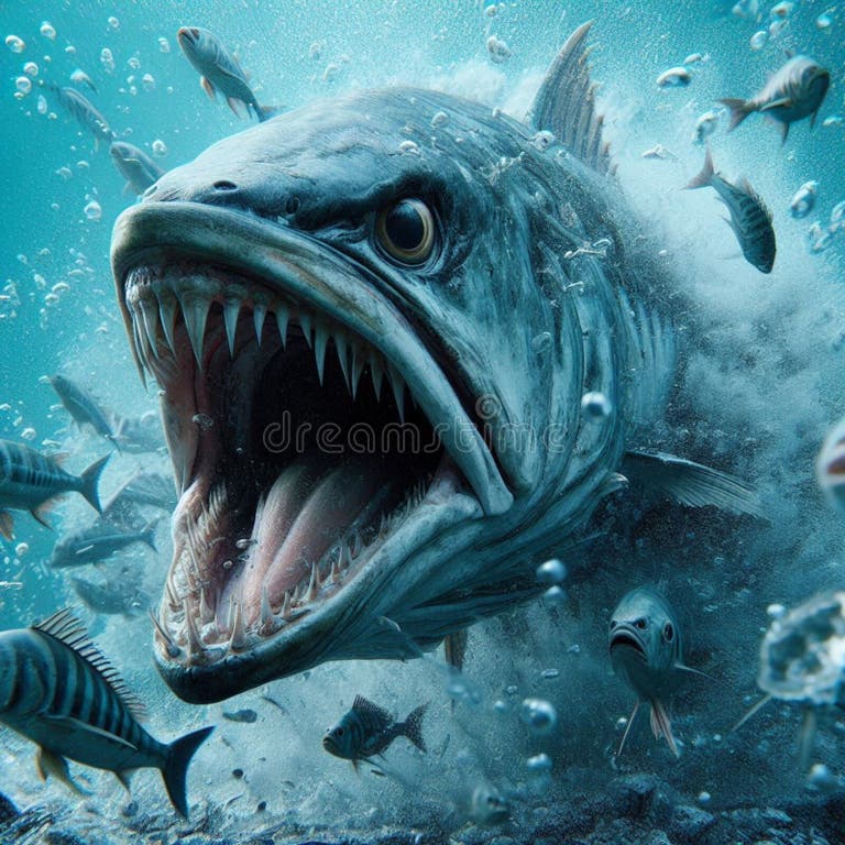 The Barracuda Fish is Chasing Its Prey Very Furiously Stock ...