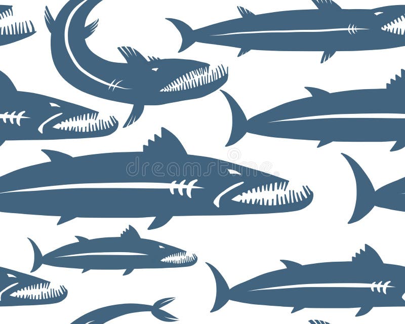 Barracuda Fish, Seamless Pattern for Your Design Stock Vector ...