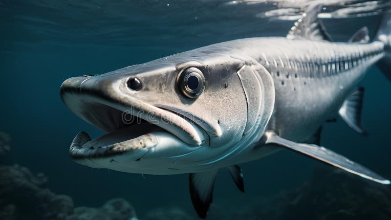 Barracuda Fish Swimming Underwater Stock Illustration - Illustration of ...