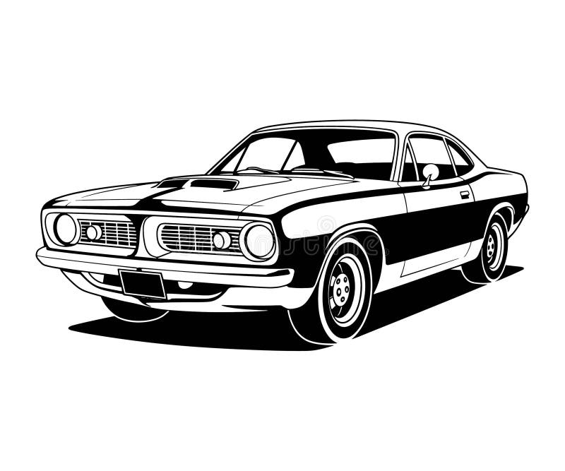 Barracuda Vector Art - Black & White Muscle Car Profile Stock ...