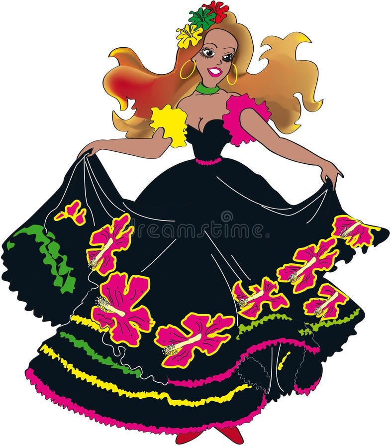 Barranquillera De Cumbiambera Stock de ilustración - Ilustración de ...