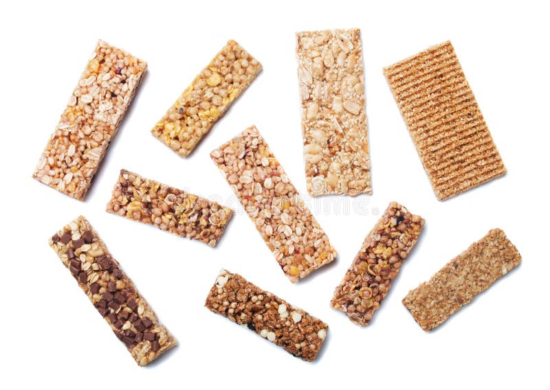Barras De Granola Isoladas No Fundo Branco Foto de Stock - Imagem de ...