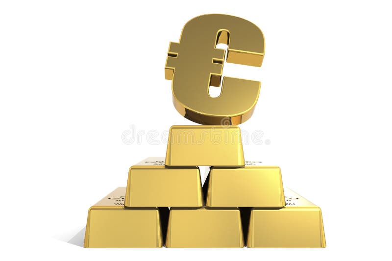 Barras De Oro Con Signo De Euro Dorado Aislado Stock de ilustración ...