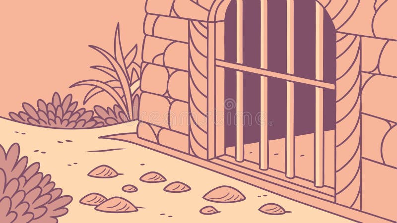 Barred Stone Window, Isolation, Medieval Prison, Vector Design ...