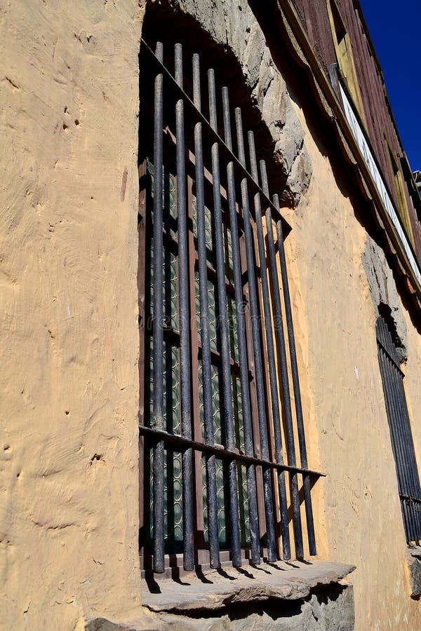 Barred window opening stock image. Image of winter, daytime - 51004045