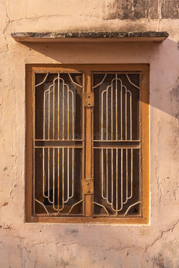 Barred Window on a Building in Rajasthan Stock Image - Image of ajmer ...