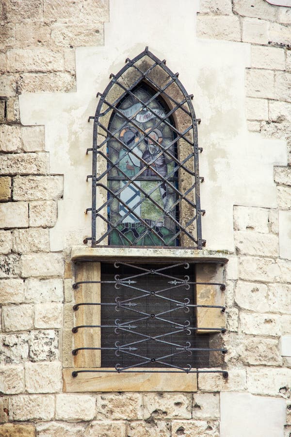 Barred Window on Church Wall Stock Image - Image of european, detail ...