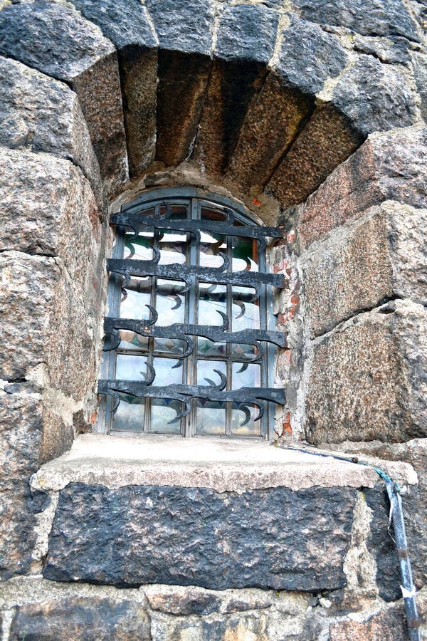 Barred Window in Old Stone Wall. Stock Photo - Image of ancient ...