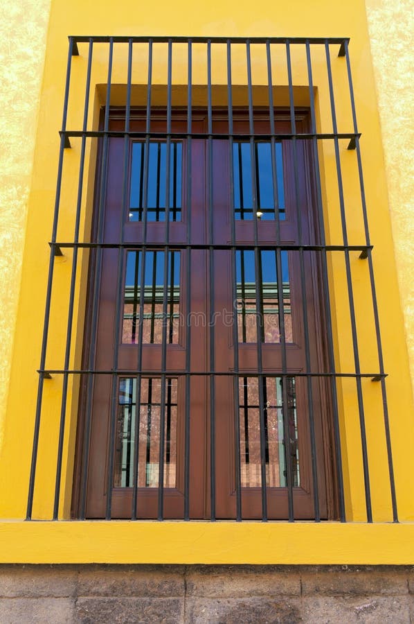 Barred Window and Reflections Stock Photo - Image of patterns, jambs ...