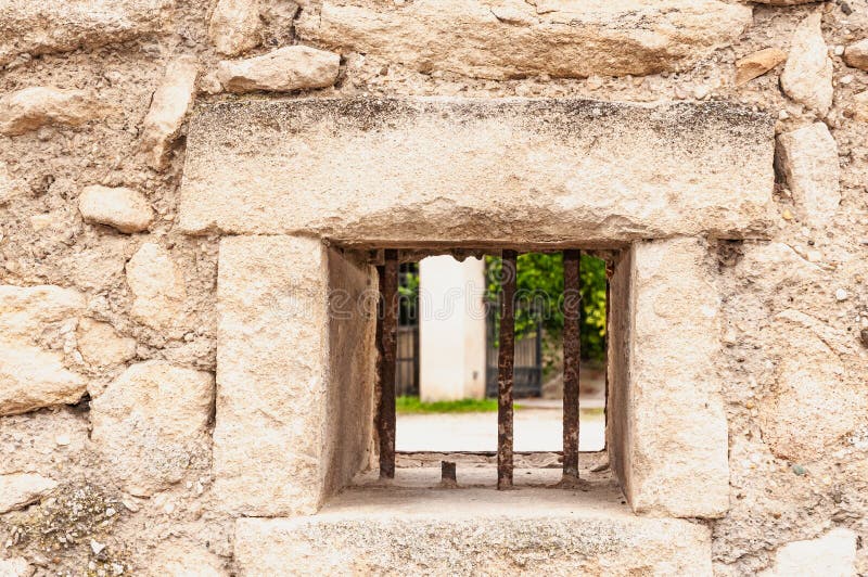 Barred Window of a Security Wall Stock Photo - Image of wall, security ...