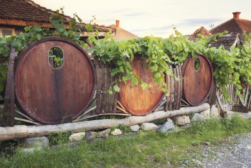 Barrel fence of a winery stock image. Image of wooden - 54790921