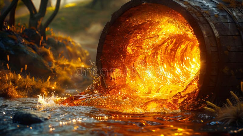 A Barrel Filled with Water and Fire Stock Image - Image of outdoor ...