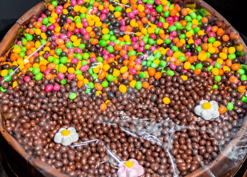 A barrel full of sweets. stock image. Image of food - 213488835