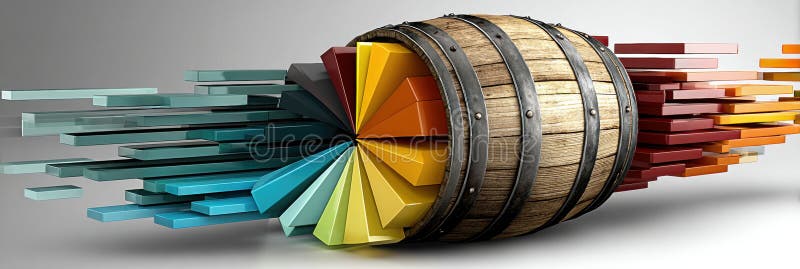 Barrel Morphing into Pie Chart Representing Energy Distribution in a ...