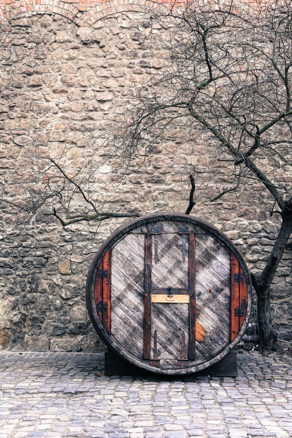 Barrel in a Stone Wall stock photo. Image of bulgarian - 27953852