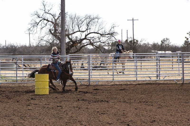 Wman Competing in a Barrel Race in Small Town in West Texas Editorial ...