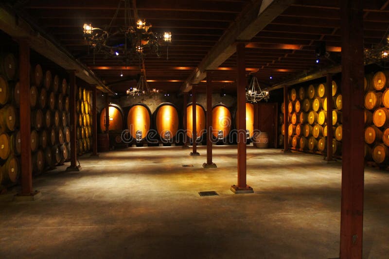 Barrel Room in the Winery stock image. Image of interior - 25044713