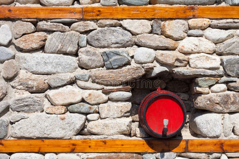 Barrel in a Stone Wall stock photo. Image of bulgarian - 27953852