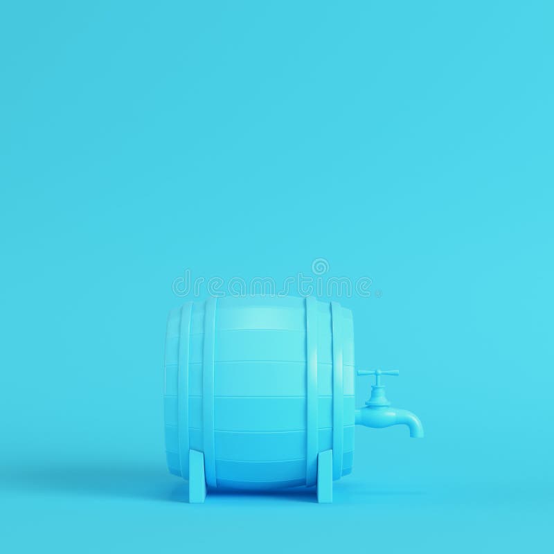 Barrel with a Tap on Bright Blue Background in Pastel Colors Stock ...