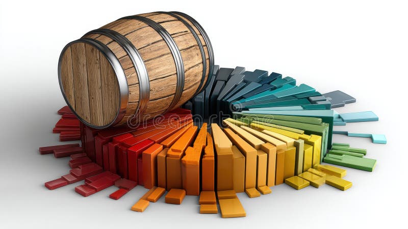 Barrel Morphing into Pie Chart Illustrating Energy Distribution in a ...