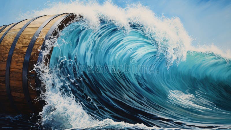 Barrel Wave in the Ocean, Illustration, Generative Ai Stock ...