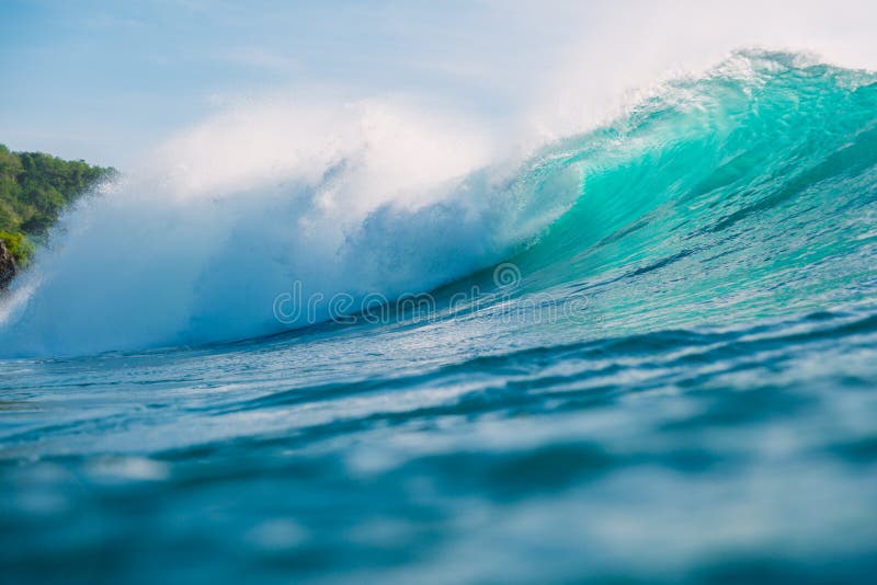 Barrel Wave with Sun Light. Crashing Blue Wave in Ocean. Stock Image ...