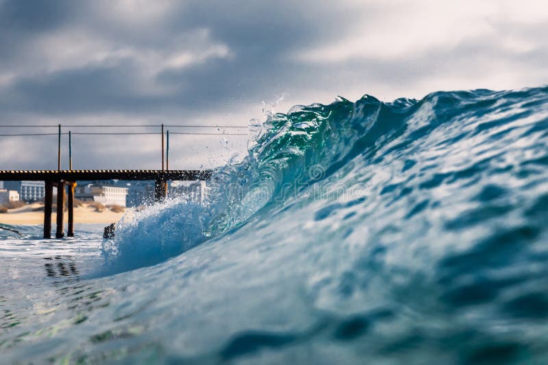 Barrel Wave for Surfing in Ocean. Breaking Transparent Wave Stock Photo ...