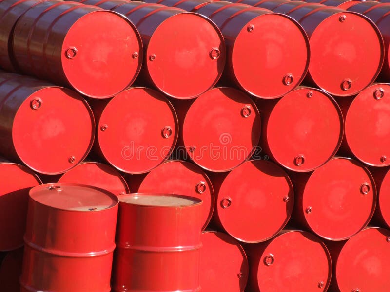 Red barrels stock image. Image of orange, facility, toxic - 113565