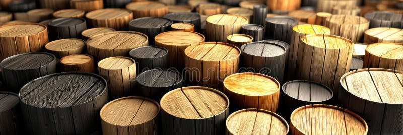 Barrels Arranged in a Geometric Pattern on a Plain Background ...