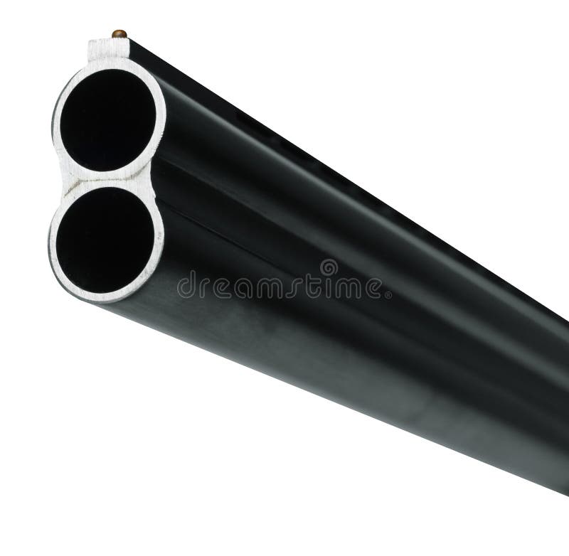 Barrels of Double-barrelled Hunting Gun View from Muzzle Isolated on ...
