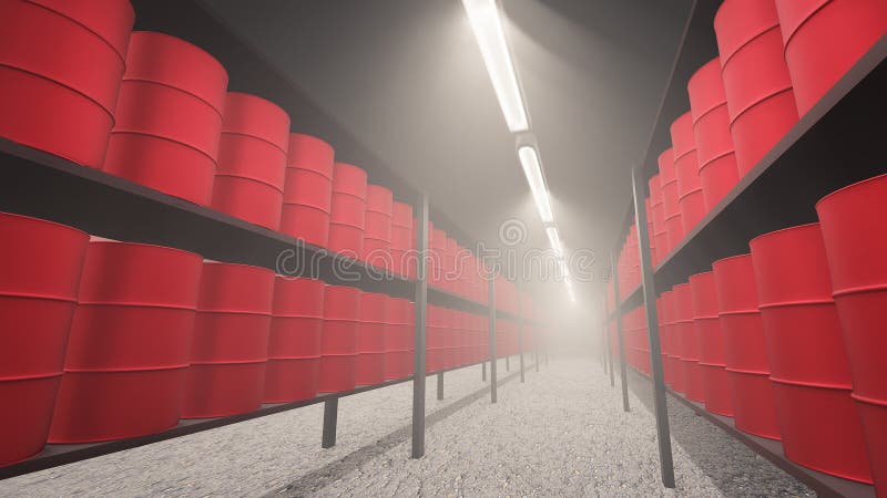 Barrels Inside a Warehouse 3D Rendering Stock Illustration ...