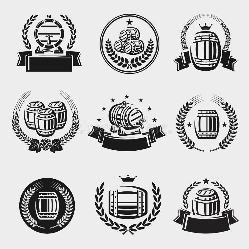 Barrels Label Collection Set. Vector Stock Vector - Illustration of ...