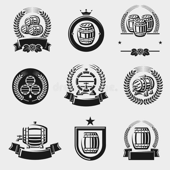 Barrels Label Collection Set. Vector Stock Vector - Illustration of ...