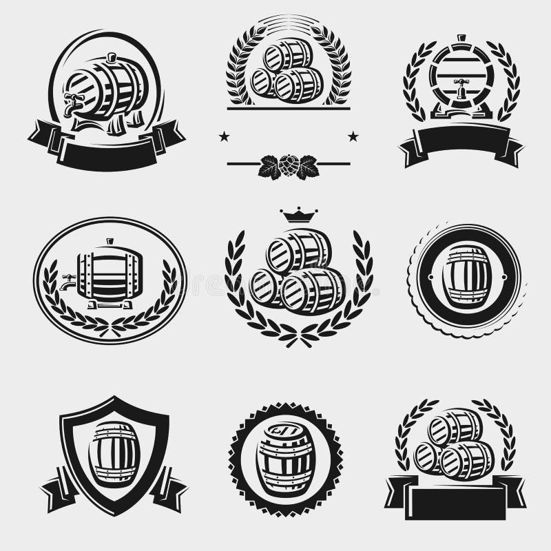 Barrels Label Collection Set. Vector Stock Vector - Illustration of ...