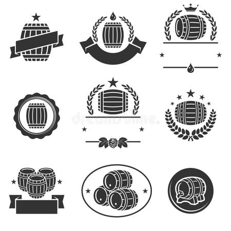 Barrels Label Collection Set. Vector Stock Vector - Illustration of ...
