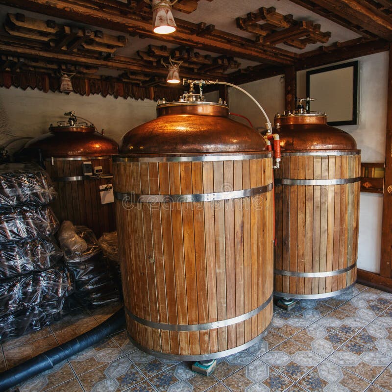 Barrels for Maturation of Beer Stock Photo - Image of wine, liquid ...