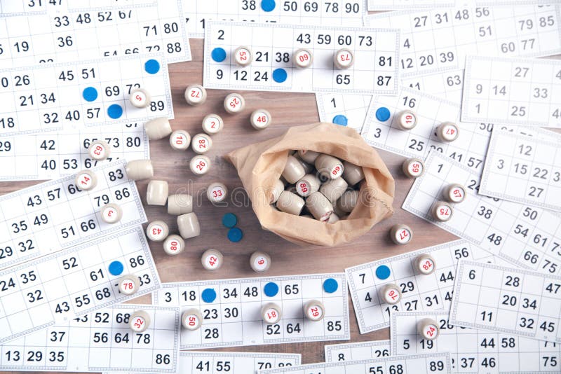 Barrels with Numbers and Cards for Lotto Table Game Stock Image - Image ...