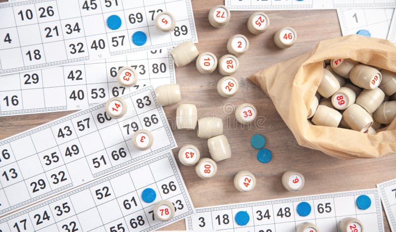 Barrels with Numbers and Cards for Lotto Table Game Stock Image - Image ...