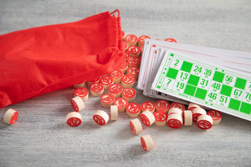 Barrels with Numbers and Cards for Lotto Table Game Stock Illustration ...