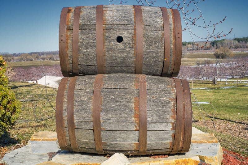 Old Wooden Barrel With Farming Equipement Stock Photo - Image of ...