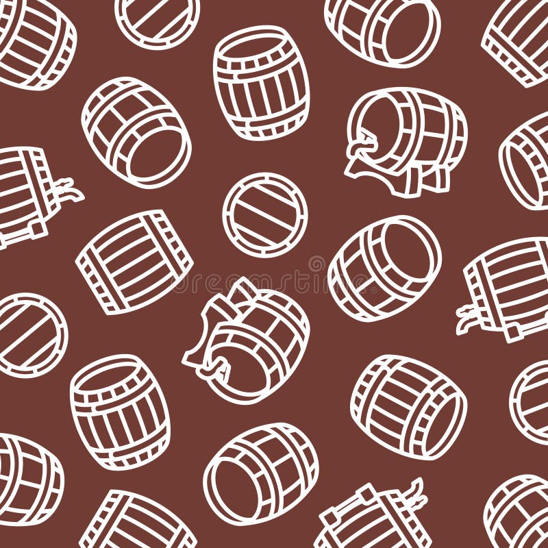 Barrels Pattern, Background Set. Collection Icon Barrel Stock Vector ...