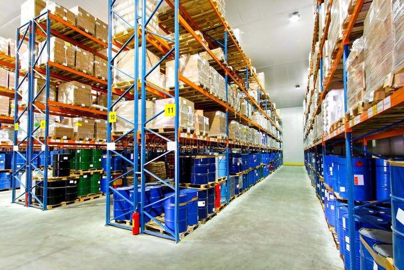 Warehouse metal barrels stock photo. Image of barrels - 16592510