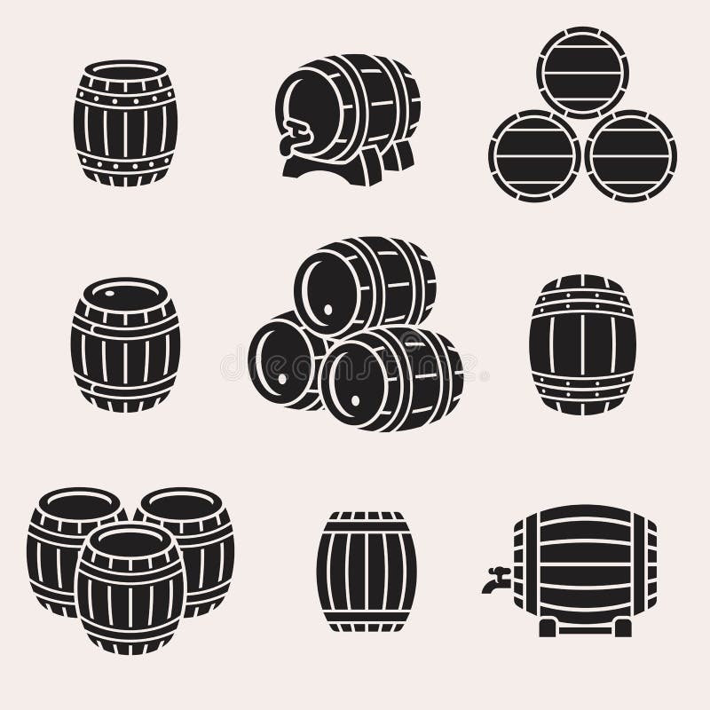 Logo Design With Wooden Beer Barrels Stock Vector Illustration Of