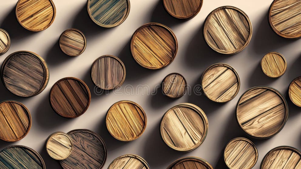Barrels Stacked Geometrically on Neutral Background Creating an ...