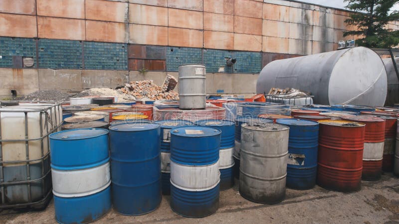 Barrels Stand with Spent Oil Products Stock Photo - Image of package ...