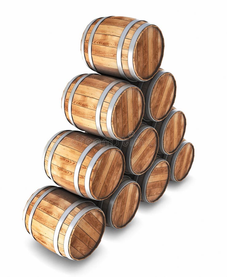 Hand drawn wooden barrels stock vector. Illustration of brown - 21399113