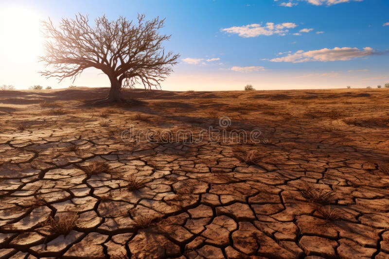 Barren Area with Tree and Sky Background with Clouds. Generative AI ...