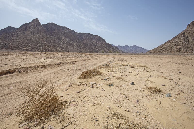 Barren Desert Landscape in Hot Climate with Bike Stock Image - Image of ...