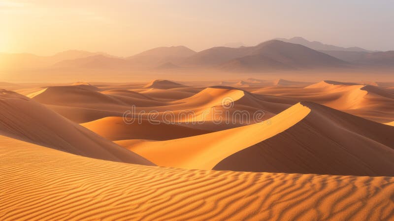 A Barren Desert Landscape with Rolling Sand Dunes and Scorching Heat ...